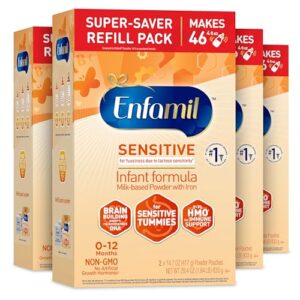 enfamil sensitive baby formula with dha, iron & prebiotics to help support brain & immune support. lactose sensitivity infant formula inspired by breast milk, non-gmo, powder refill box, 117.6 oz