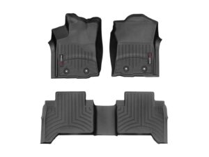 weathertech custom fit floorliners for toyota tacoma (automatic, double cab) - 1st & 2nd row (4412991-448722), black