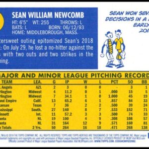 2019 Topps Heritage #17 Sean Newcomb Atlanta Braves Baseball Card