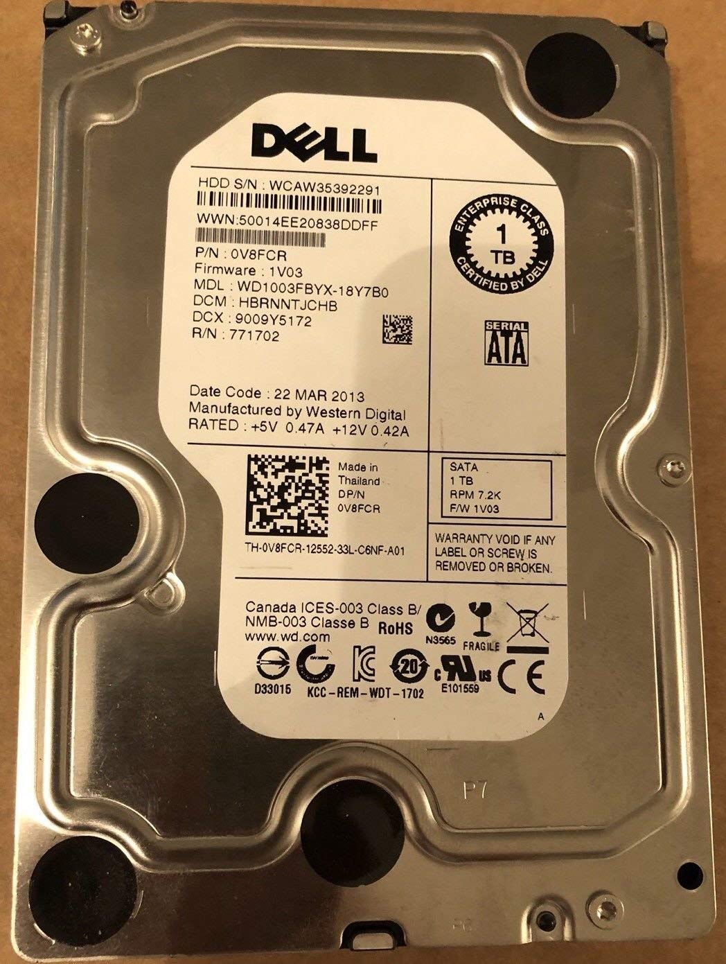 Western Digital WD1003FBYX-18Y7B0 1TB, Internal Hard Drive (Renewed)