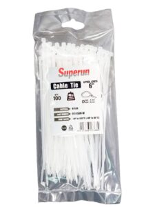 superun clear zip ties 6 inch, 40 lbs tensile strength wire ties (industrial grade cable ties) pack of 100 white