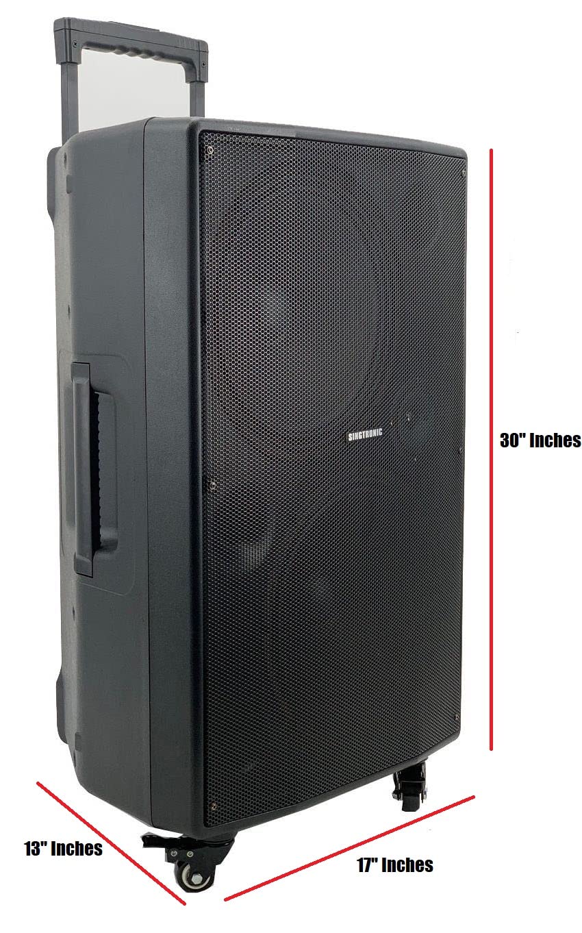 SINGTRONIC BT-1212Pro Professional 5000W Portable 12" Double Woofer Bluetooth Speaker via Unlimitted YouTube Karaoke Free: 2 x Wireless Microphone & Rechargeable Batteries