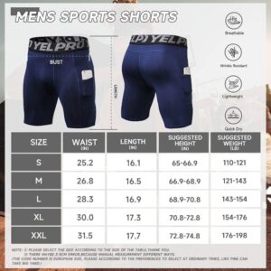 Yuerlian Compression Shorts Men with Pocket Spandex Sport Shorts Athletic Workout Running Performance Baselayer Underwear 3 Packs