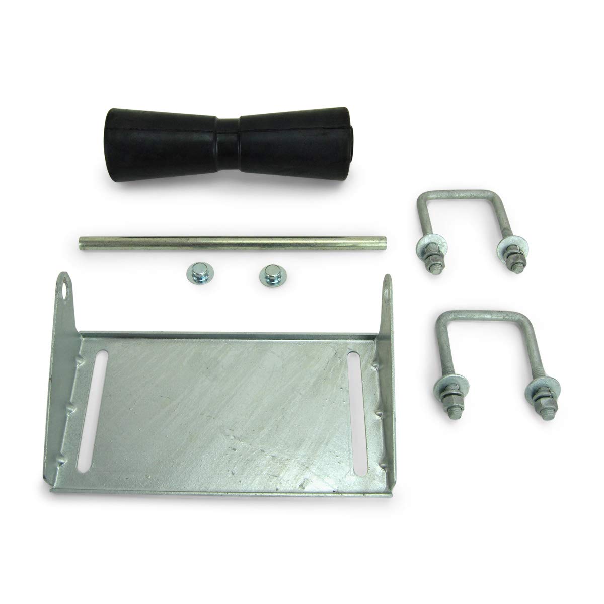 Sturdy Built 12 inch Black Rubber Boat Trailer Keel Roller and Bracket Kit for 3x3 Cross Members