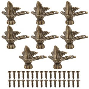 gther 8pcs antique vintage box decorative feet leg corner protector for wood jewelry case chest storage box, bronze