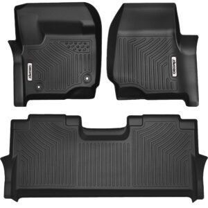 oedro floor mats fit for ford f-250 / f-350 super duty crew cab 2024-2017, tpe all weather custom fit f250/f350 front row bucket seats, black