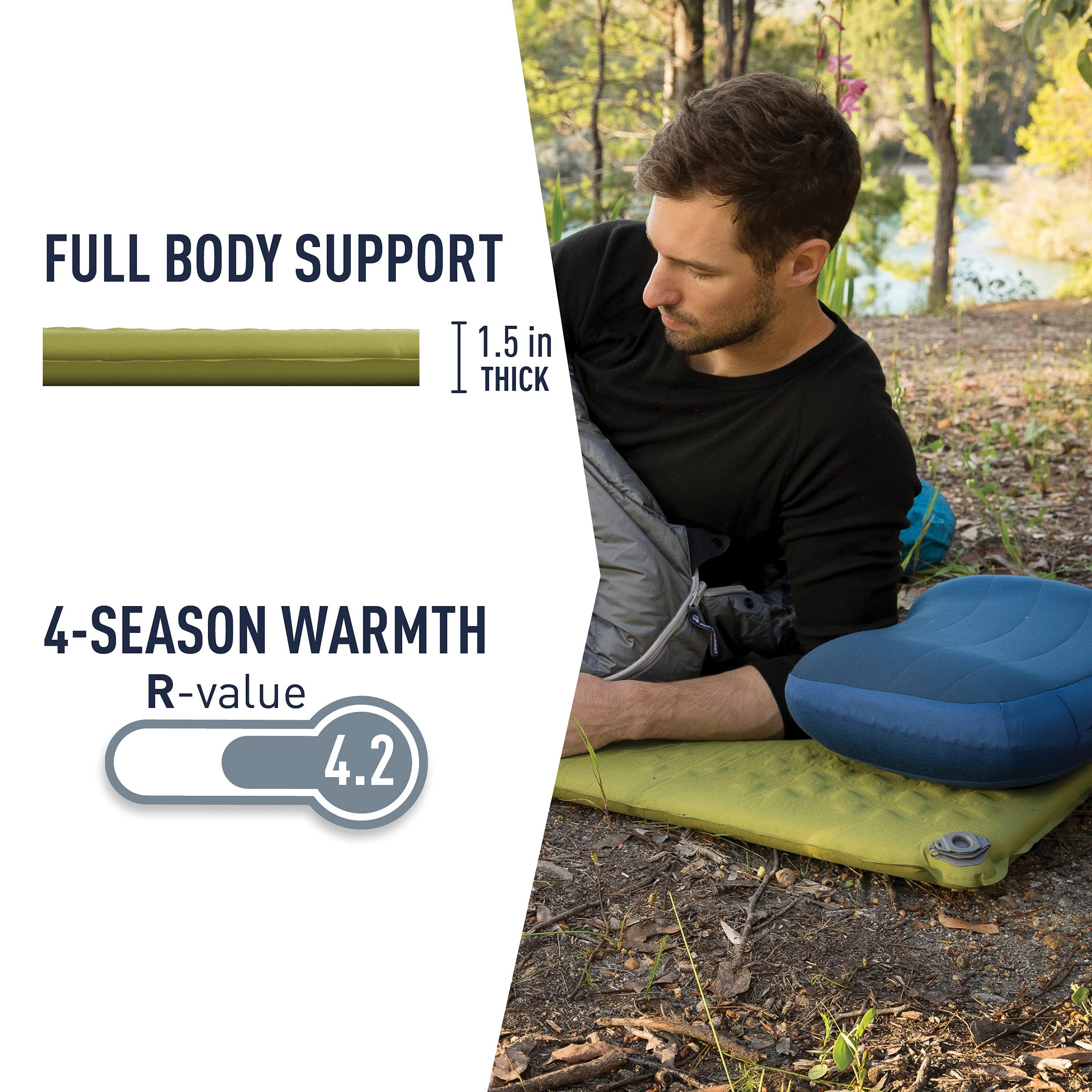 Sea to Summit Camp Self-Inflating Foam Sleeping Mat for Camping and Backpacking, Rectangular - Regular (72 x 25 x 1.5 inches)