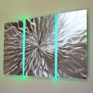 dv8 studio cosmic energy, ledsp 3 panel color changing led modern abstract metal wall art sculpture painting decor rgb