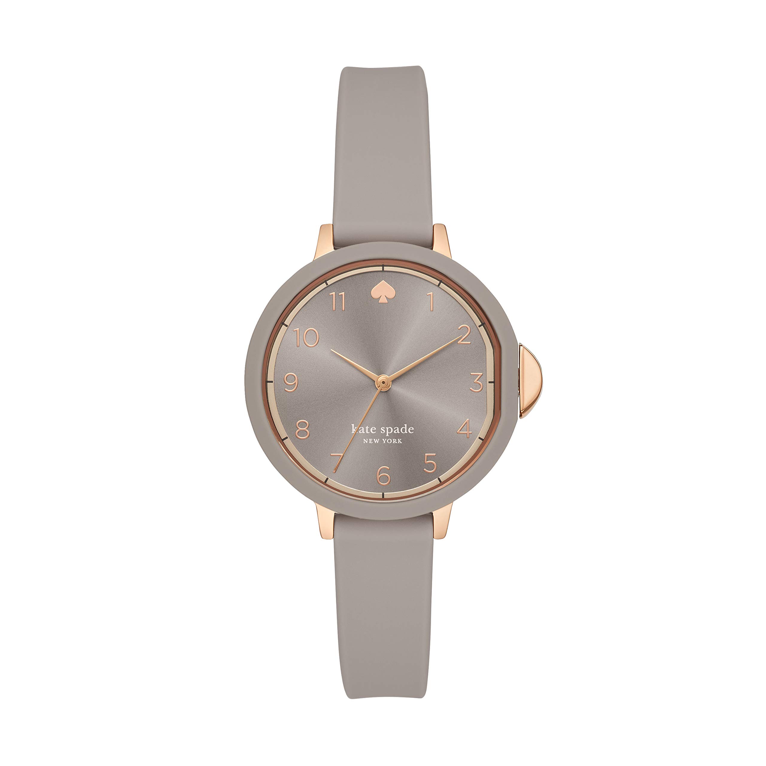 Kate Spade New York Women's Park Row Quartz Metal and Silicone Three-Hand Watch, Color: Taupe/Rose Gold (Model: KSW1519)