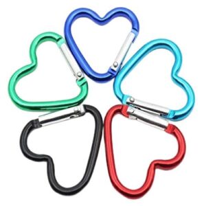 beespring 10 pcs heart shaped aluminum alloy keychain clip carabiner snaphook hook holder aluminum heart carabiner hook clip key holder