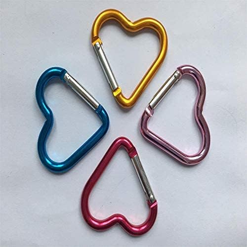 BeeSpring 10 Pcs Heart Shaped Aluminum Alloy Keychain Clip Carabiner Snaphook Hook Holder Aluminum Heart Carabiner Hook Clip Key Holder