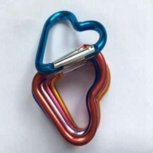 BeeSpring 10 Pcs Heart Shaped Aluminum Alloy Keychain Clip Carabiner Snaphook Hook Holder Aluminum Heart Carabiner Hook Clip Key Holder