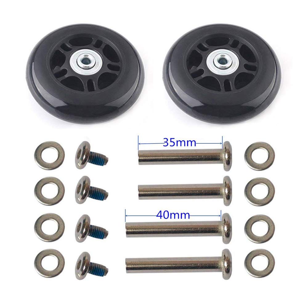 Ricrrover Luggage Suitcase Wheels Replacement Kit OD 90 * 24mm/3.54 * 0.94in w/ 6mm abec 608zz skate Inline Outdoor Skate Wheels, Set of (2) Wheels (OD:90 W:24 ID:6 Axles:35/40mm)