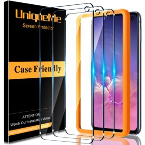 uniqueme [3 pack] for samsung galaxy s10e screen protector, tempered glass 9h hardness bubble free screen cover