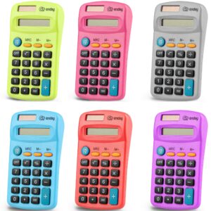 pocket size calculator 8 digit, dual power, large lcd display, school student desktop accounting office calculators (pack of 6) - by emraw