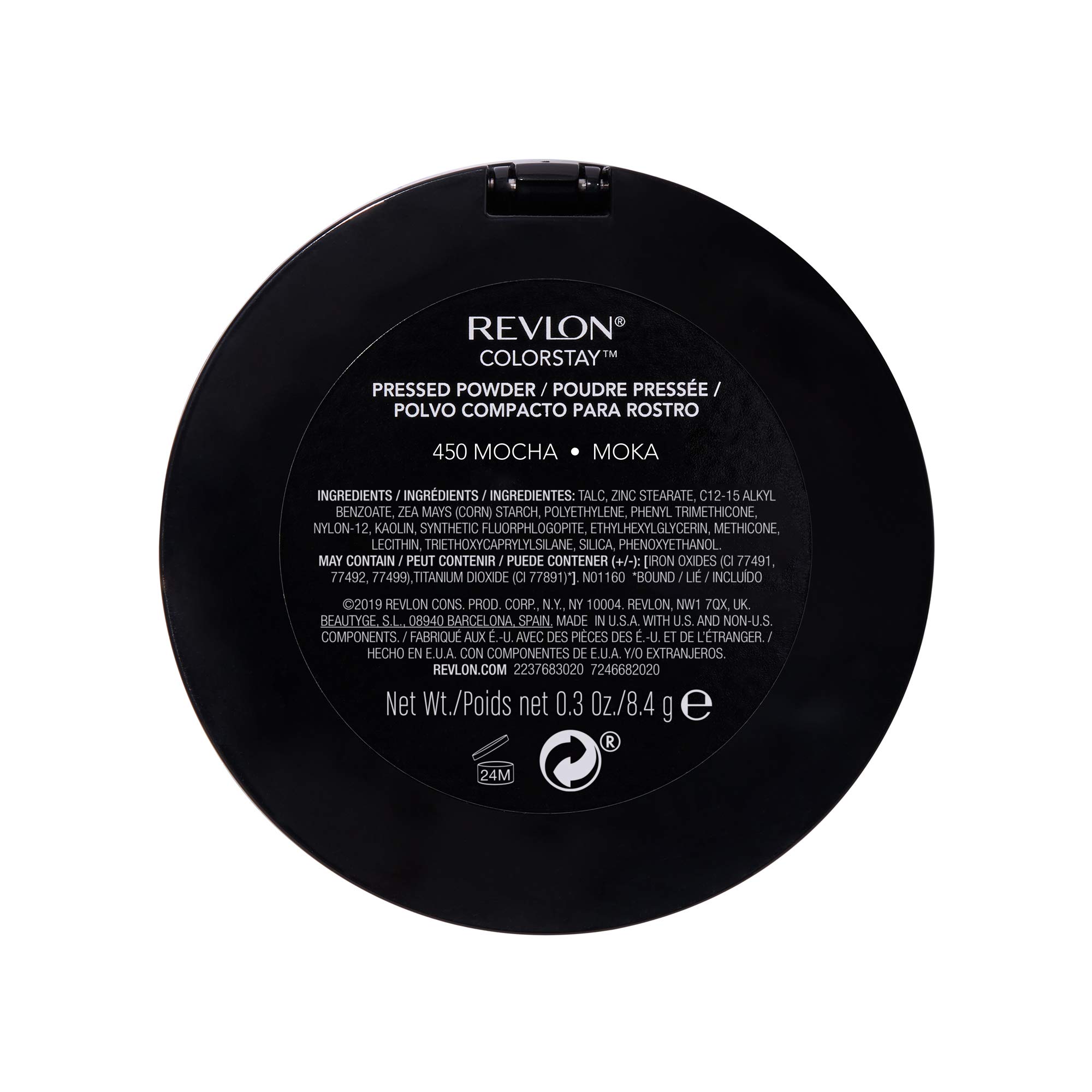 Revlon ColorStay Pressed Powder, Longwearing Oil Free, -Fragrance Free, Noncomedogenic Face Makeup, Mocha (450), 0.3 Oz