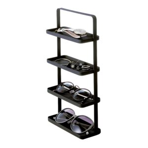 yamazaki home tower 4-tier accessory tray - jewelry holder & storage organizer - steel, one size, black