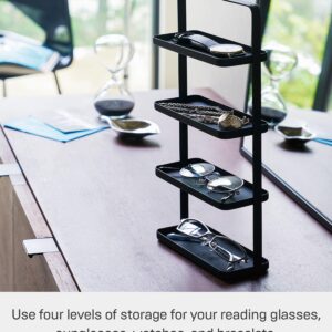 Yamazaki Home Tower 4-Tier Accessory Tray - Jewelry Holder & Storage Organizer - Steel, One Size, Black