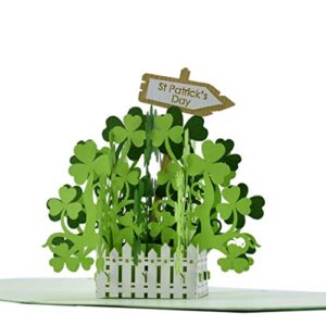 cute popup - st. patrick's day pop up cards, new grand opening with unique green shamrock design, sophisticated details come in shining envelope - the perfect 3d card for family and friends