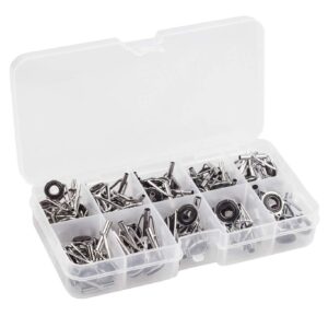 spinning rod guides tip ceramic guide with eyelets, fishing rod guide replacement tip spare parts repair and tips repair eye loop kit with box for spinning rods sea fishing (10 size - 80pcs)