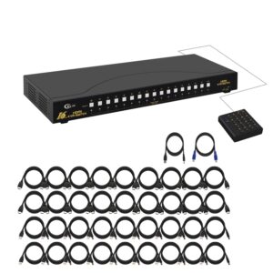 cklau 4kx2k hdmi kvm switch 16 port with cables, rack mount kvm switch support hdcp, edid for windows, linux, mac, debian, ubuntu, fedora, raspberry pi and ubuntu