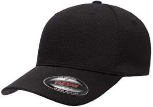 flexfit mens cool & dry 3d hexagon jersey hat, black, small-medium us