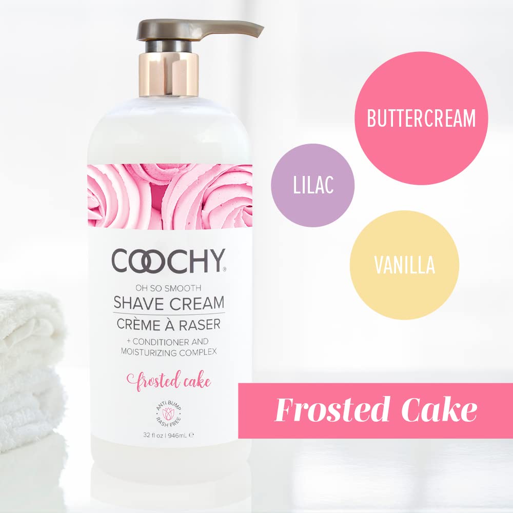 Coochy Intimate Shaving Cream | Shave Conditioner & Moisturizer for Face & Body | Ideal for Sensitive Skin Care | Frosted Cake, 32 oz