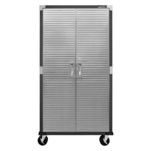 Seville Classics UltraHD Solid Steel Rolling Lockable Metal Storage Cabinet Locker Organizer w/Adjustable Shelves for Garage, Warehouse, Office, Classroom, 36" W x 18" D x 72" H, Graphite