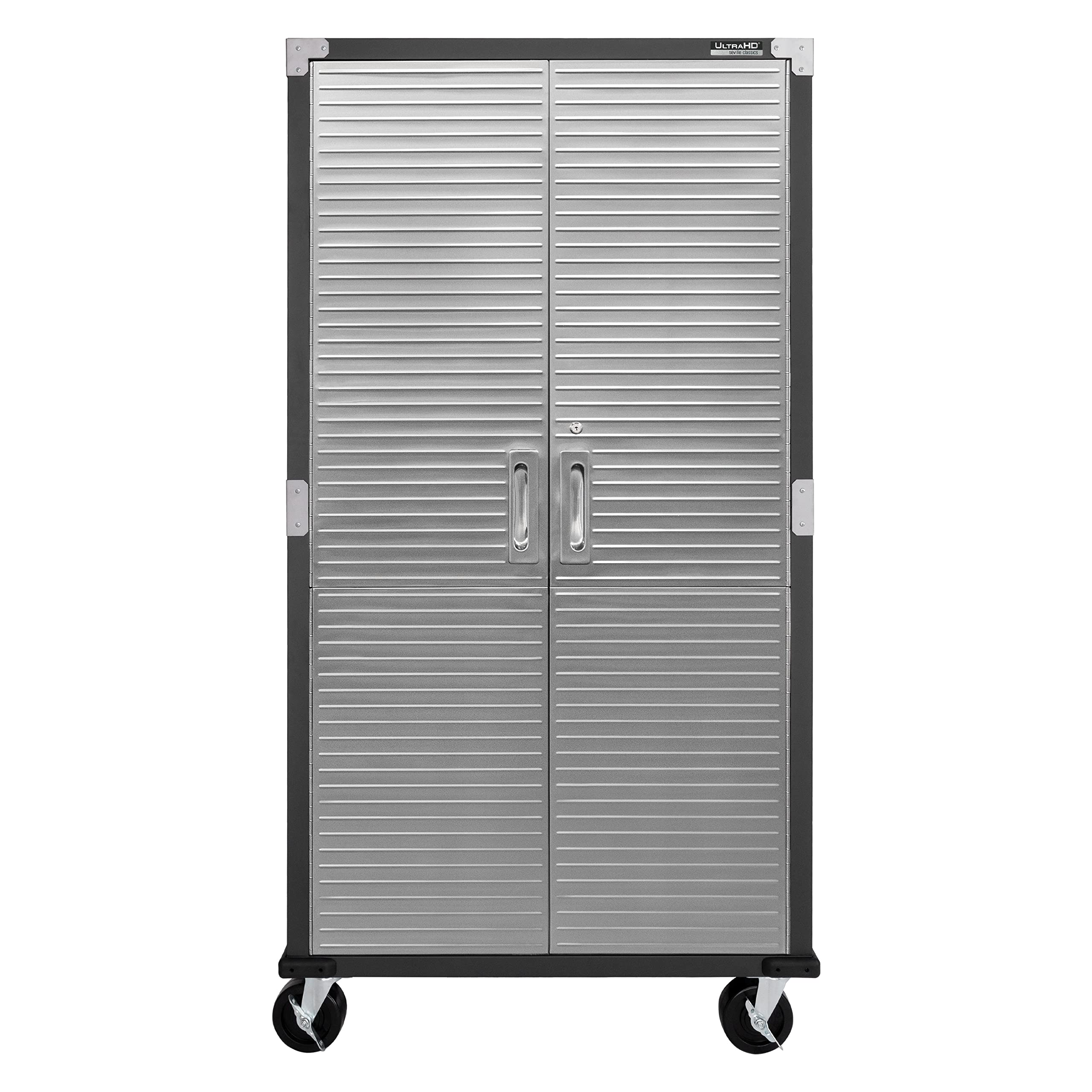 Seville Classics UltraHD Solid Steel Rolling Lockable Metal Storage Cabinet Locker Organizer w/Adjustable Shelves for Garage, Warehouse, Office, Classroom, 36" W x 18" D x 72" H, Graphite