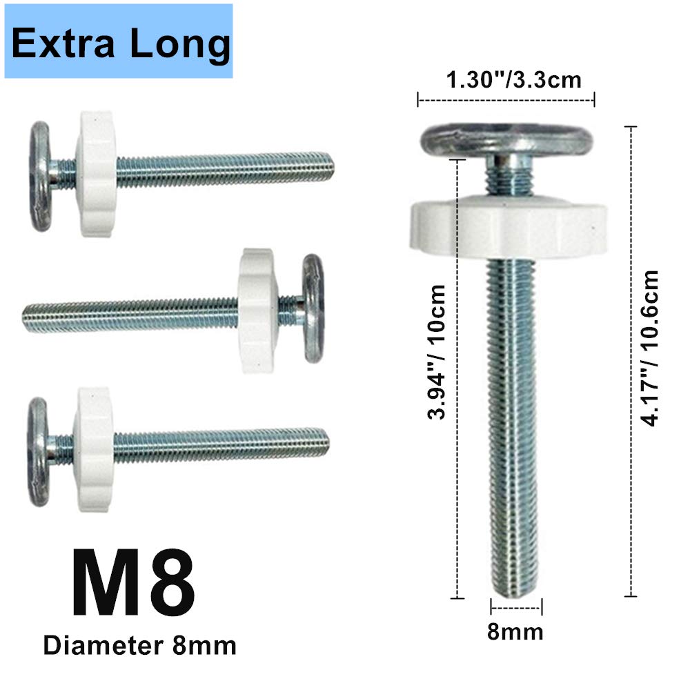 4 Pack M8 Extra Long Pressure Gates Threaded Spindle Rods,8mm Baby Kids Pet Dog Gates Accessory Screw Bolts Kit Fit for All Pressure Mounted Walk Thru Gates