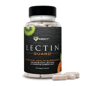 karamd lectin guard | lectin blocker gut & colon health supplement | slippery elm, bladderwrack, sodium alginate, okra, kiwi & papaya | natural vegan friendly, non-gmo & gluten free (30 servings)