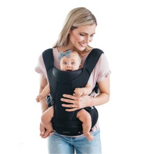 miamily hipster™ essential hip seat baby carrier with 3 carry positions incl. ergonomic forward-facing, built-in storage, adjustable waist belt, for babies and toddlers from 4m to 4y, black