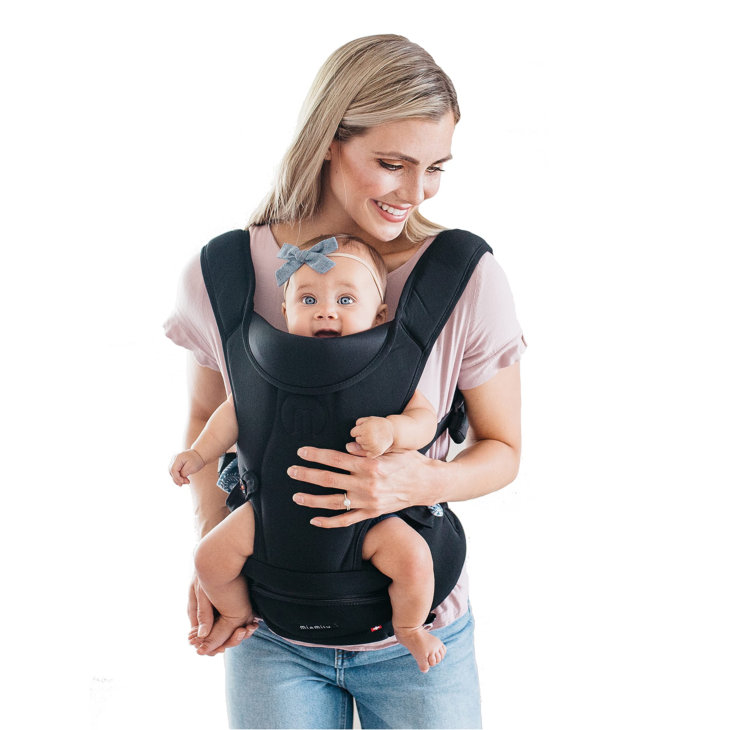 MiaMily Hipster™ Essential Hip Seat Baby Carrier with 3 Carry Positions incl. Ergonomic Forward-Facing, Built-in Storage, Adjustable Waist Belt, for Babies and Toddlers from 4m to 4y, Black