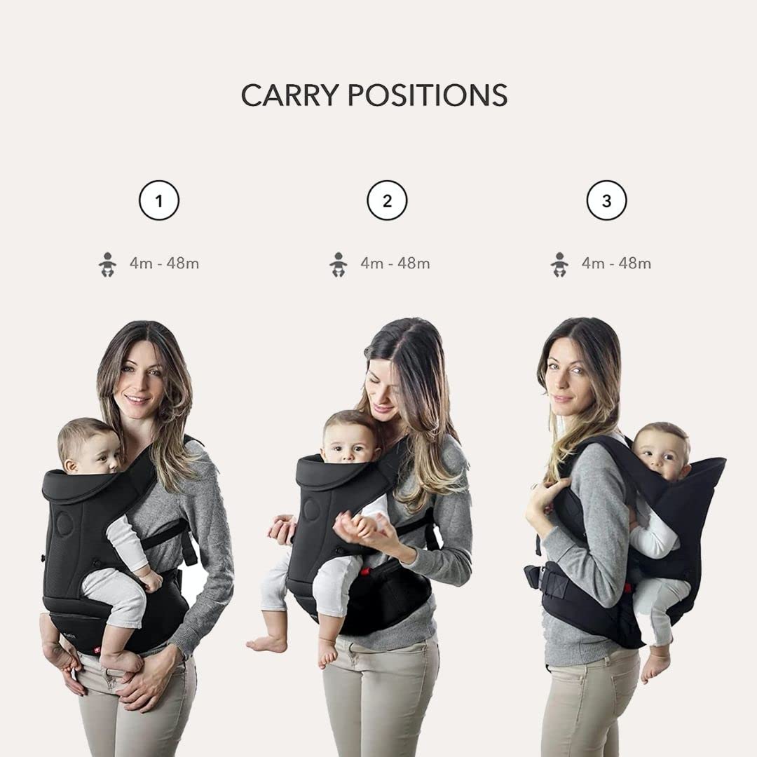 MiaMily Hipster™ Essential Hip Seat Baby Carrier with 3 Carry Positions incl. Ergonomic Forward-Facing, Built-in Storage, Adjustable Waist Belt, for Babies and Toddlers from 4m to 4y, Black