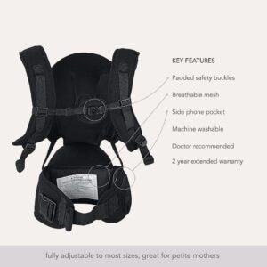 MiaMily Hipster™ Essential Hip Seat Baby Carrier with 3 Carry Positions incl. Ergonomic Forward-Facing, Built-in Storage, Adjustable Waist Belt, for Babies and Toddlers from 4m to 4y, Black