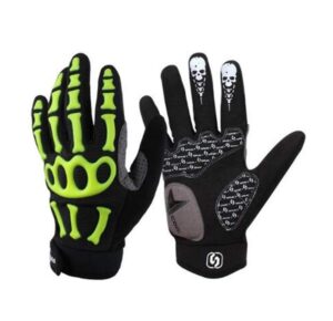 baselay cycling gloves mountain bike bicycle gloves - breathable gel pad shock-absorbing anti-slip mtb dh road racing full finger gloves for men women youth (black/green, large)