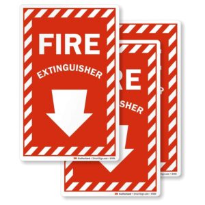 smartsign fire extinguisher label with down arrow | 4" x 6" 3m engineer grade reflective, pack of 3