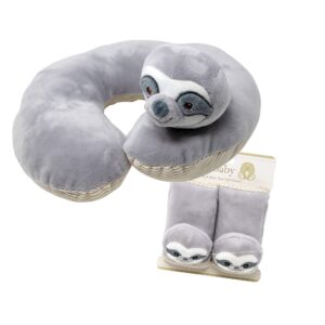 Kelly Baby Grey Sloth Plush Seat Belt Cover & Neck Pillow Set