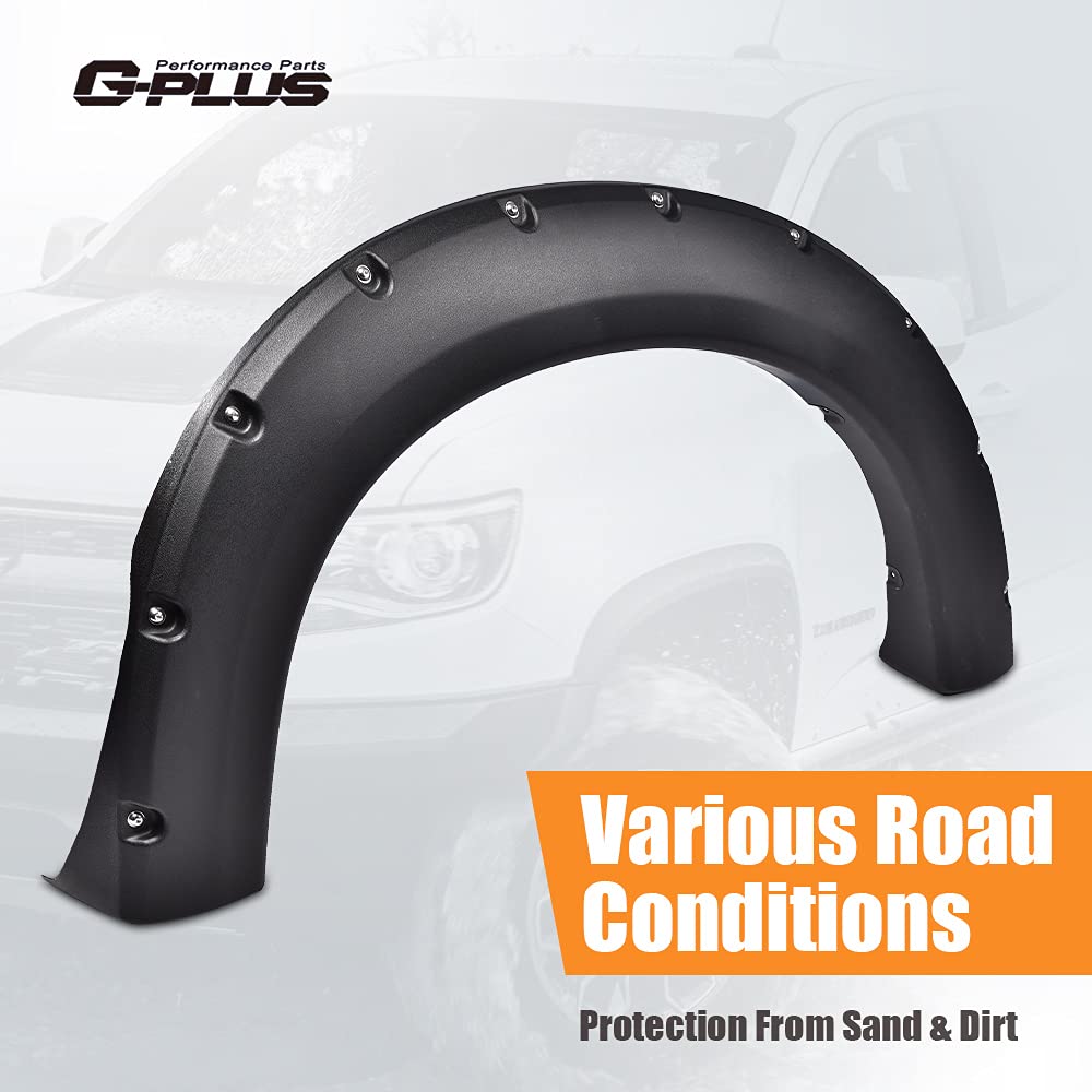 G-PLUS Fender Flares, Compatible with Ford 1999-2007 F250 F350 Super Duty, (Does Not Fit Dually Models), Textured Black Wheel Cover Tire 4pcs