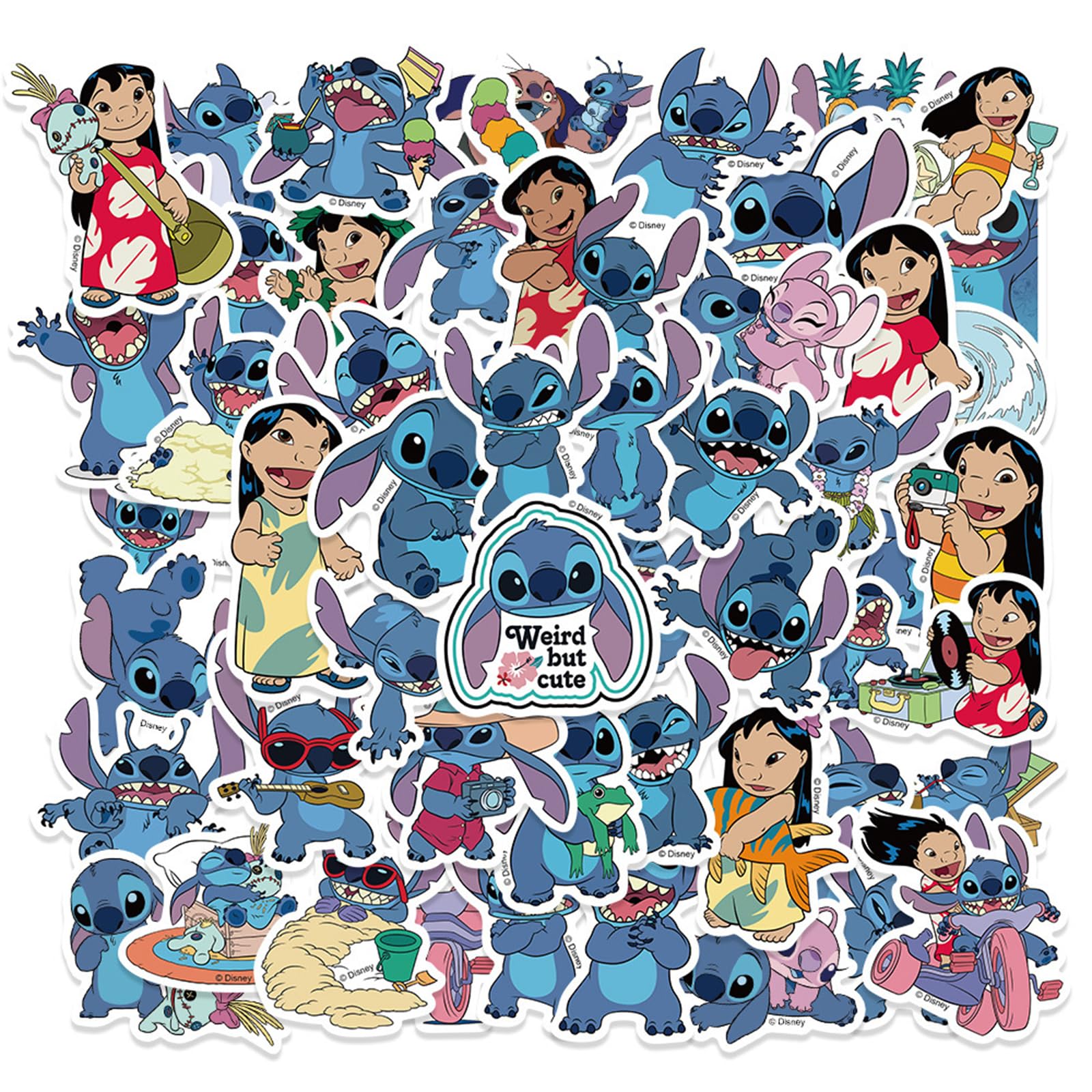 Disney Stitch Stickers Waterproof Vinyl Scrapbook Stickers Car Motorcycle Bicycle Luggage Decal 50pcs Pack (Stitch)