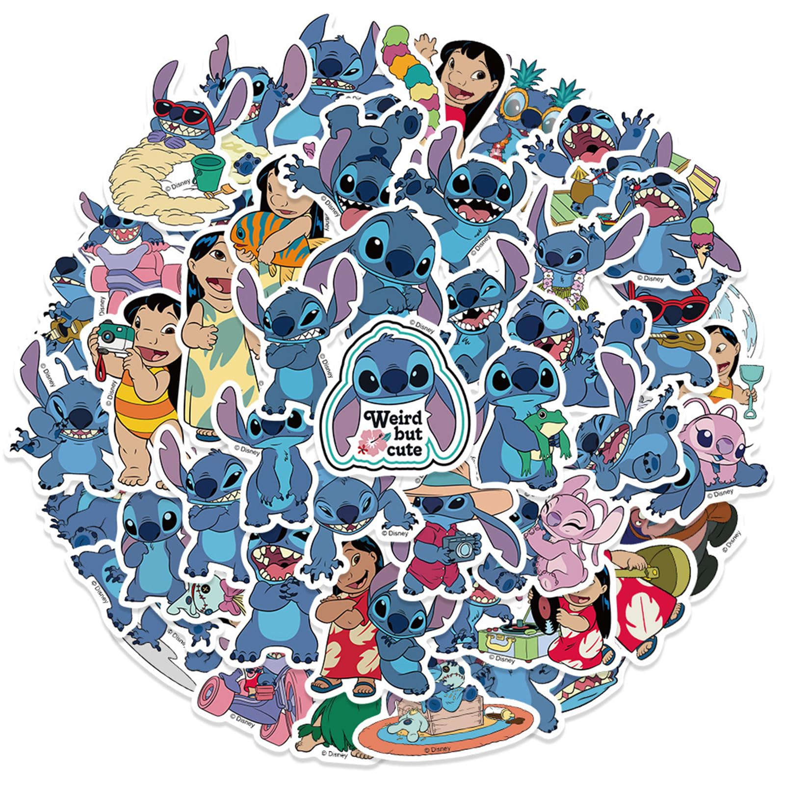 Disney Stitch Stickers Waterproof Vinyl Scrapbook Stickers Car Motorcycle Bicycle Luggage Decal 50pcs Pack (Stitch)