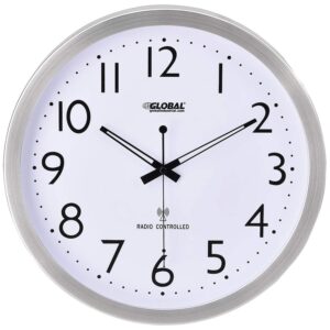 global industrial 14" atomic wall clock, stainless steel