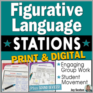 figurative language stations - activities and movement - print & digital for distance learning