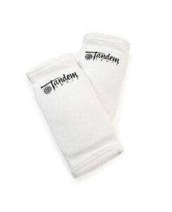 tandem sport volleyball elbow pads - volleyball pads for floor burns and bruises - non-bulky white volleyball elbow pads