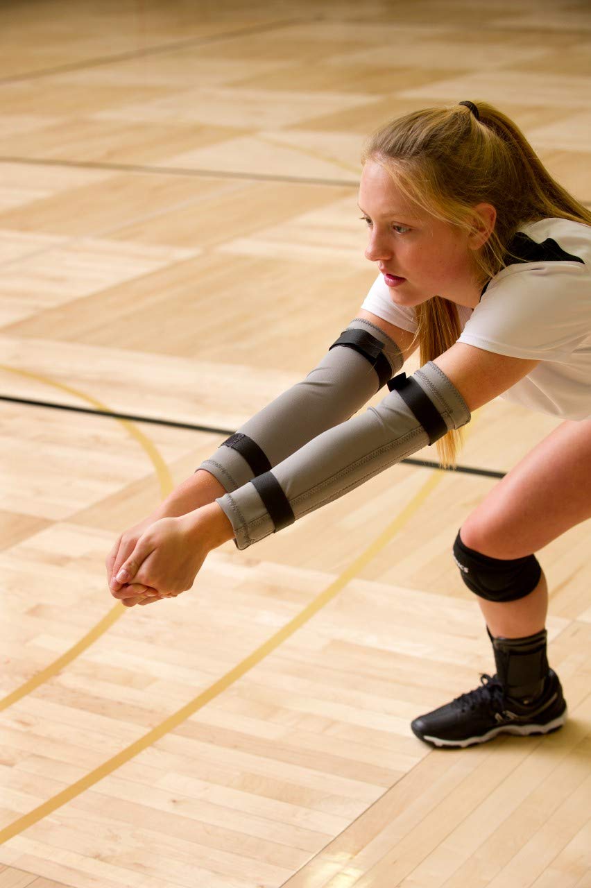 Tandem Sport Straighter Way Volleyball Training Aid - Volleyball Training Sleeves - Training for Passing and Setting Technique - 3 Levels of Resistance - Grey