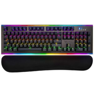 rosewill neon k75 v2 mechanical gaming keyboard, 19 rgb backlit modes 104 keys aluminum base blue switches for win/mac/linux/unix