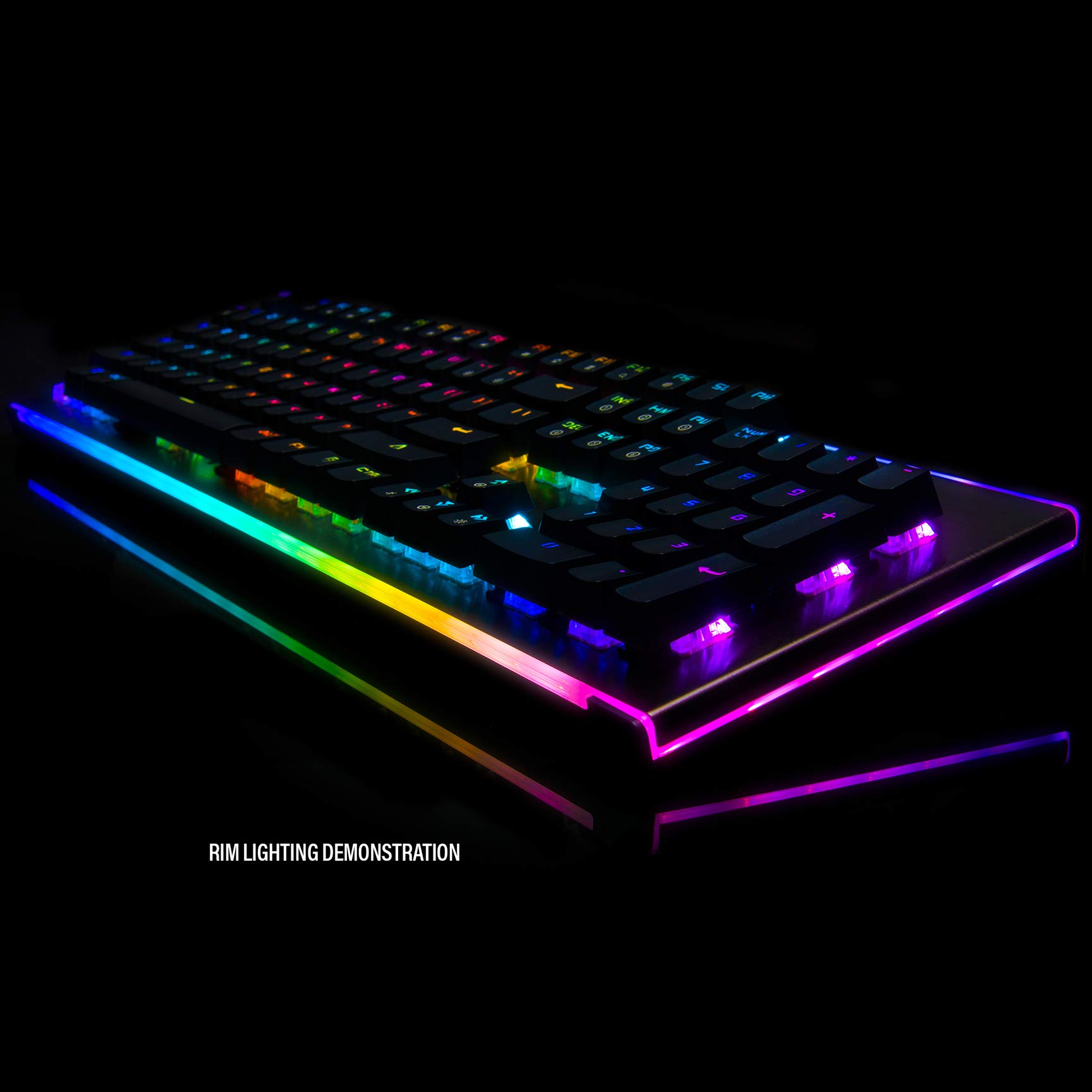 Rosewill NEON K75 V2 Mechanical Gaming Keyboard, 19 RGB Backlit Modes 104 Keys Aluminum Base Blue Switches for Win/Mac/Linux/Unix