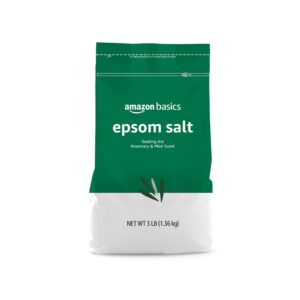 amazon basics epsom salt soaking aid, rosemary & mint scent, 3 pound (pack of 1) (previously solimo)