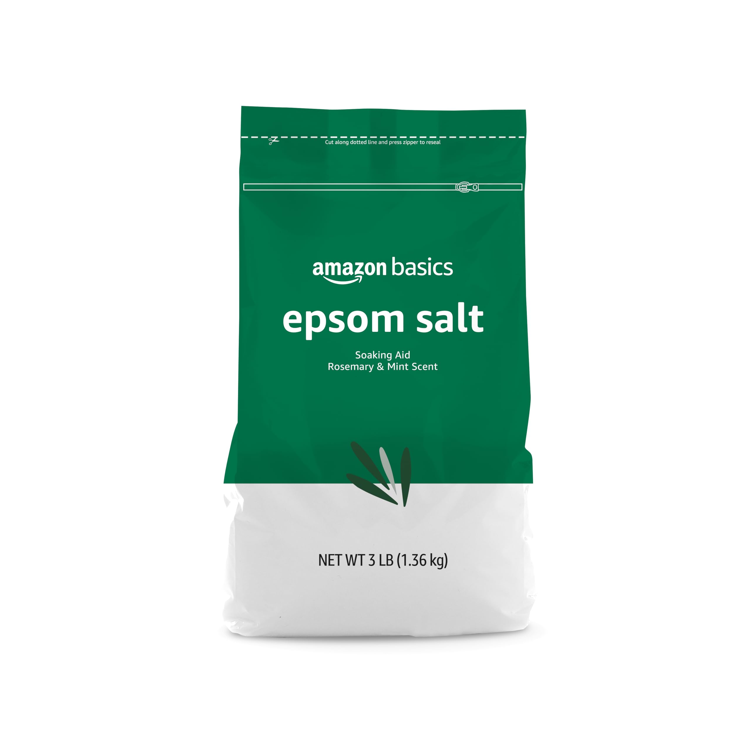 Amazon Basics Epsom Salt Soaking Aid, Rosemary & Mint Scent, 3 pound (Pack of 1) (Previously Solimo)