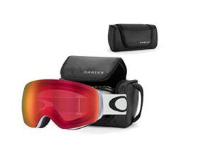 oakley flight deck xm snow goggle (matte white frame/prizm torch iridium lens) with large goggle soft case